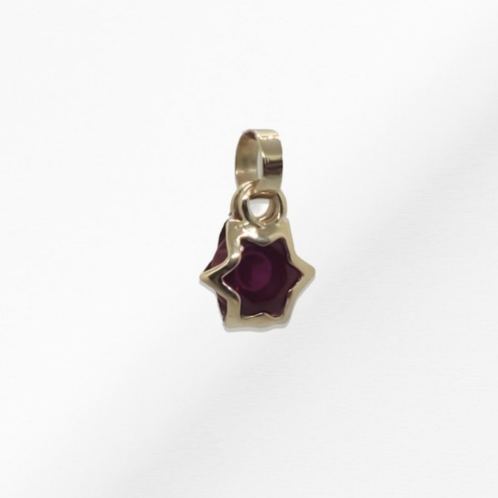14k Star Shaped Pendant With Ruby Stone - Gem